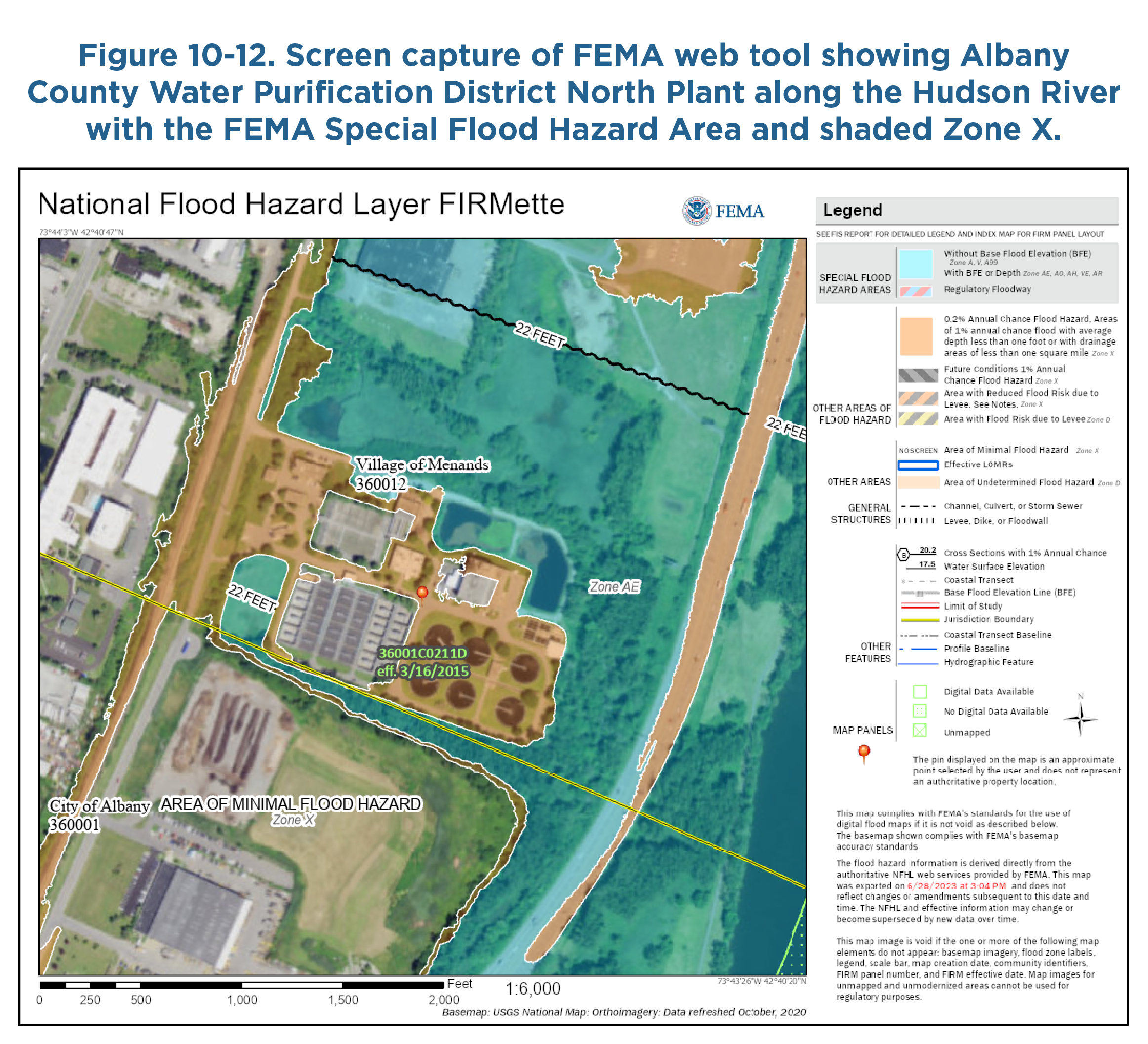 Figure 10-12. Screen capture of FEMA web tool showing Albany County Water Purification District ...